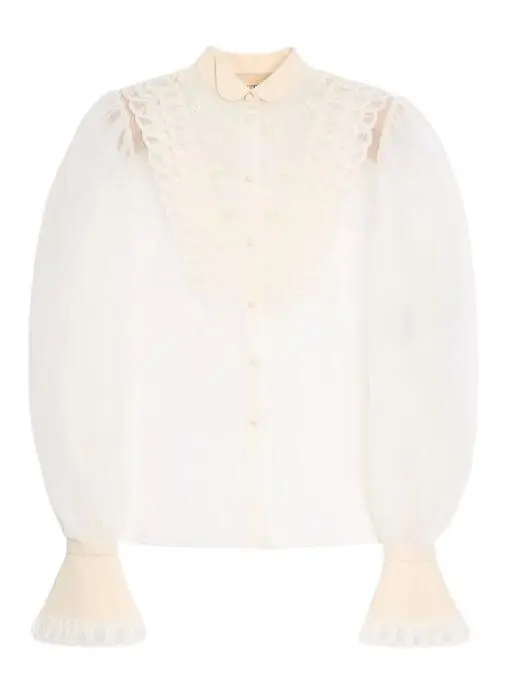 Valentino Garavani Embroidered Organza Shirt - Vanilla