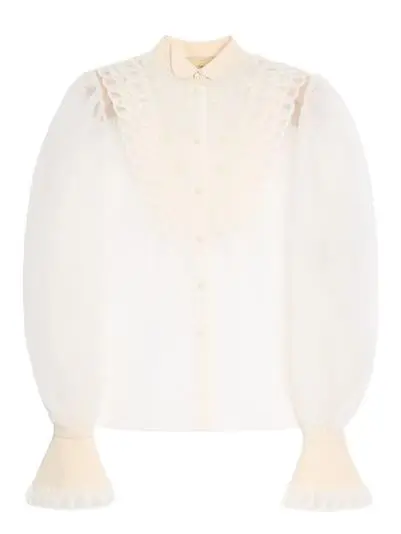 Valentino Garavani Embroidered Organza Shirt - Vanilla
