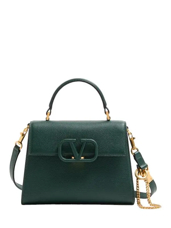Valentino Garavani Small Vsling Grainy Calfskin Handbag - English Green
