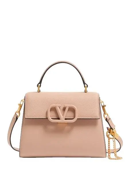 Valentino Garavani Small Vsling Grainy Calfskin Handbag - Rose Cannelle