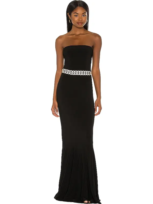 Norma Kamali X Strapless Fishtail Gown - Black