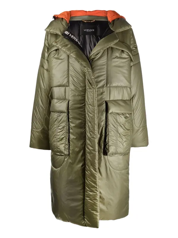 Versace Hooded Puffer Coat - Green
