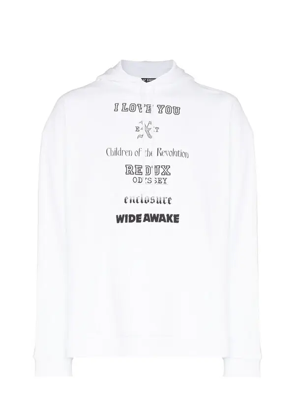 Raf Simons Chest-print Hooded Sweatshirt - White