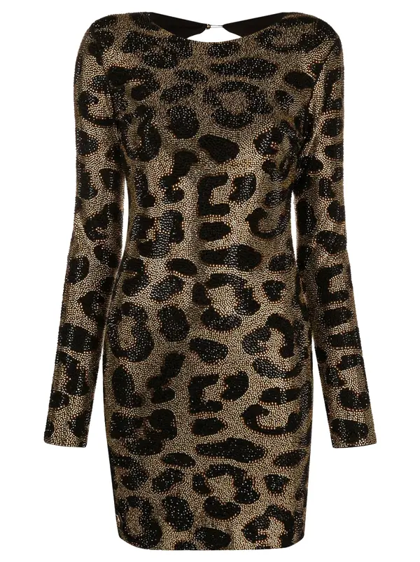 Philipp Plein Leopard-print Studded Mini Dress - Black