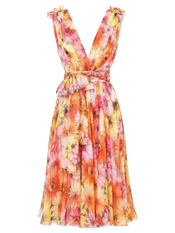 Dolce & Gabbana Floral Print Silk Dress - Green