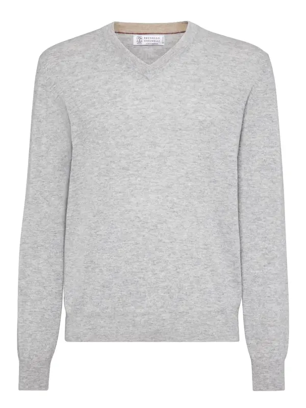 Brunello Cucinelli V-neck Cashmere Jumper - Grey