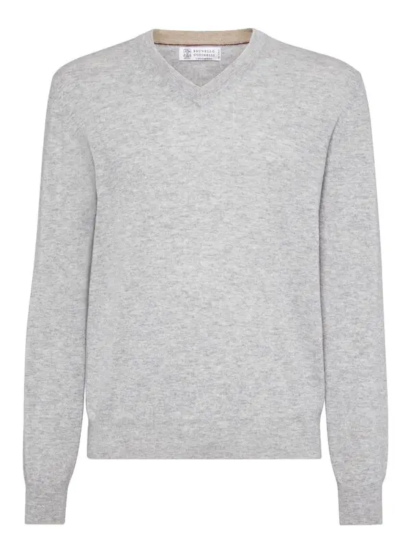 Brunello Cucinelli V-neck Cashmere Jumper - Grey
