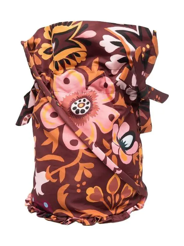 La DoubleJ Floral-print Pouch Bag - Brown
