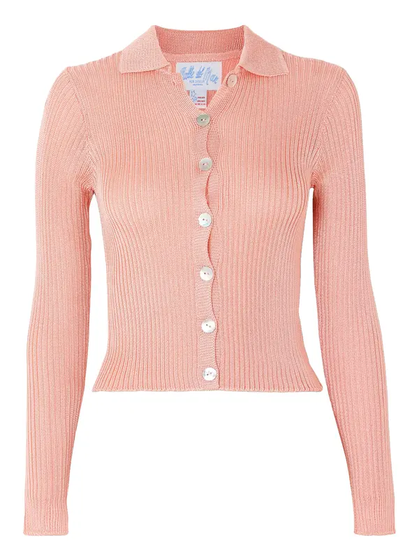 Calle Del Mar Ribbed-knit Cardigan - Pink