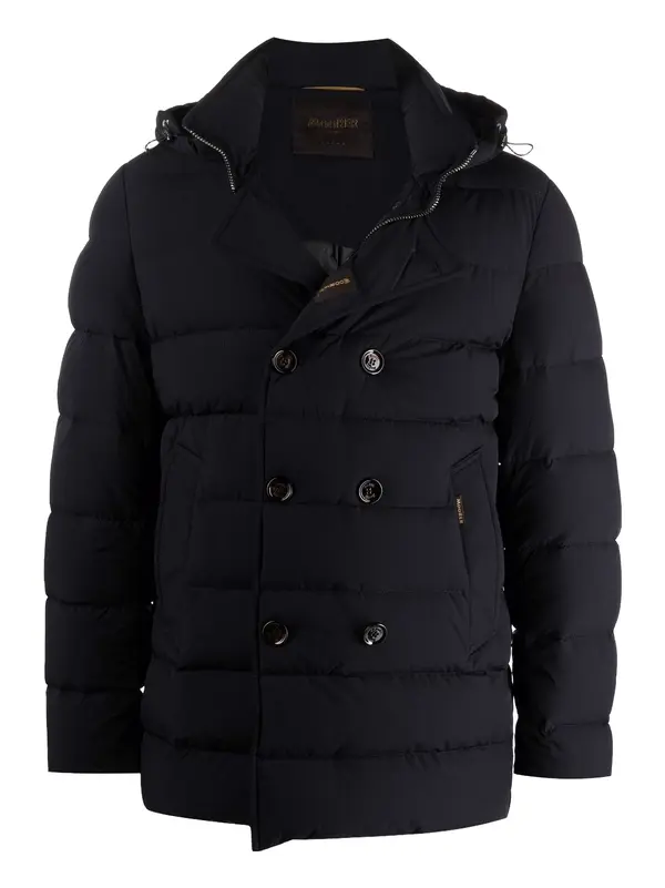MOORER Double-breasted Padded Jacket - Blue