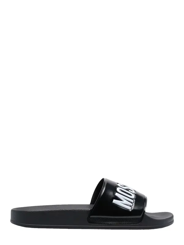Moschino Logo-print Slides - Black