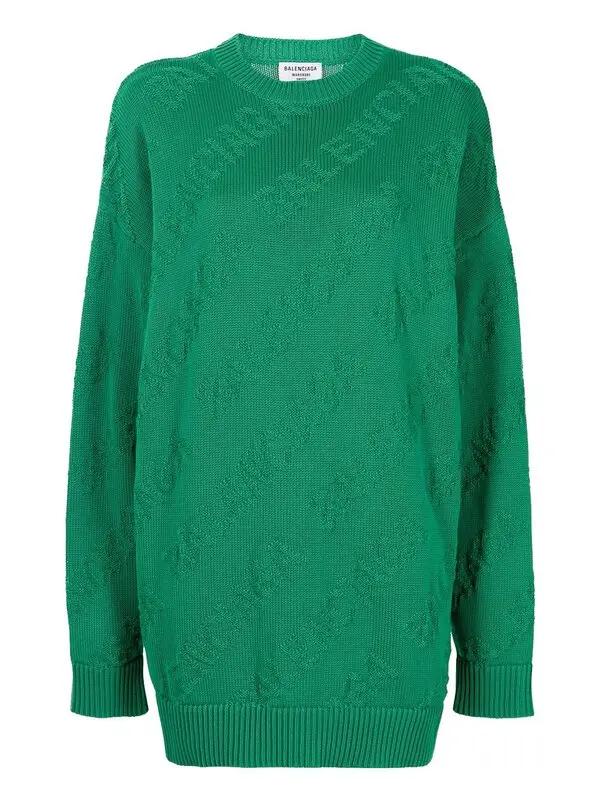 Balenciaga Logo Intarsia Jumper - Green