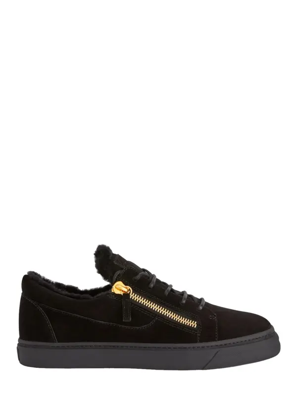 GIUSEPPE ZANOTTI Frankie Shearling-trimmed Sneakers - Black