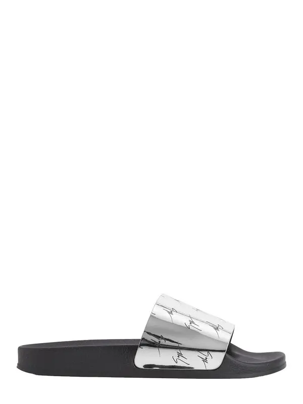 GIUSEPPE ZANOTTI Metallic Logo Slides - Grey