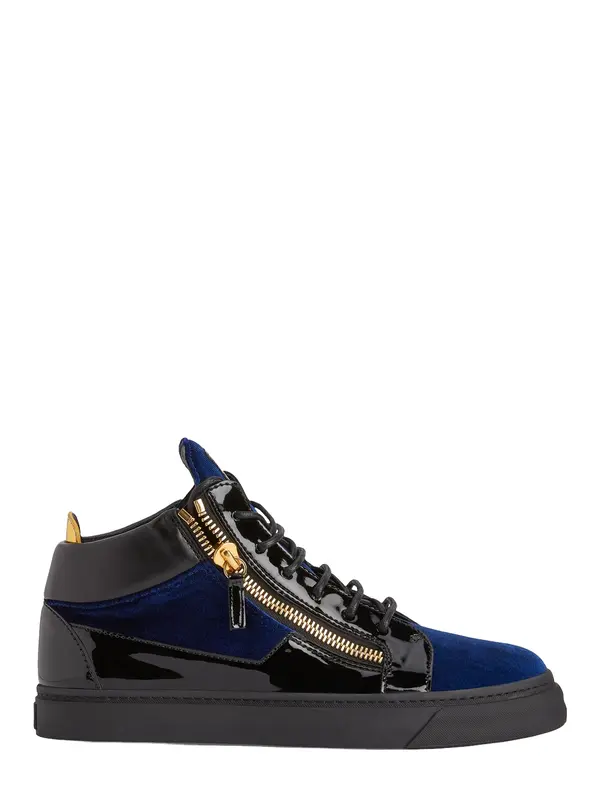 GIUSEPPE ZANOTTI Kriss Velvet Mid-top Sneakers - Blue