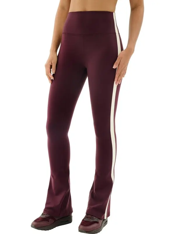 Splits59 Raquel High-waist Flared Leggings - Dark Cherry/creme