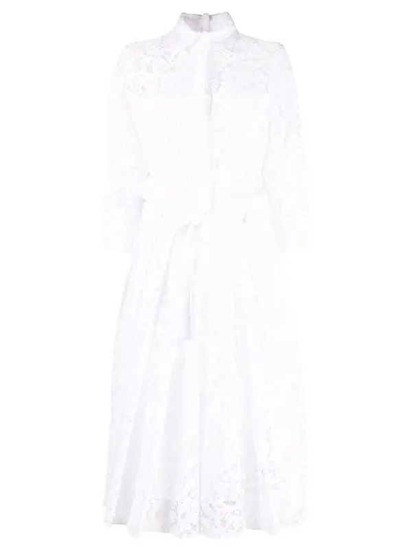 Valentino Garavani Floral-lace Pleated Shirt Dress - White