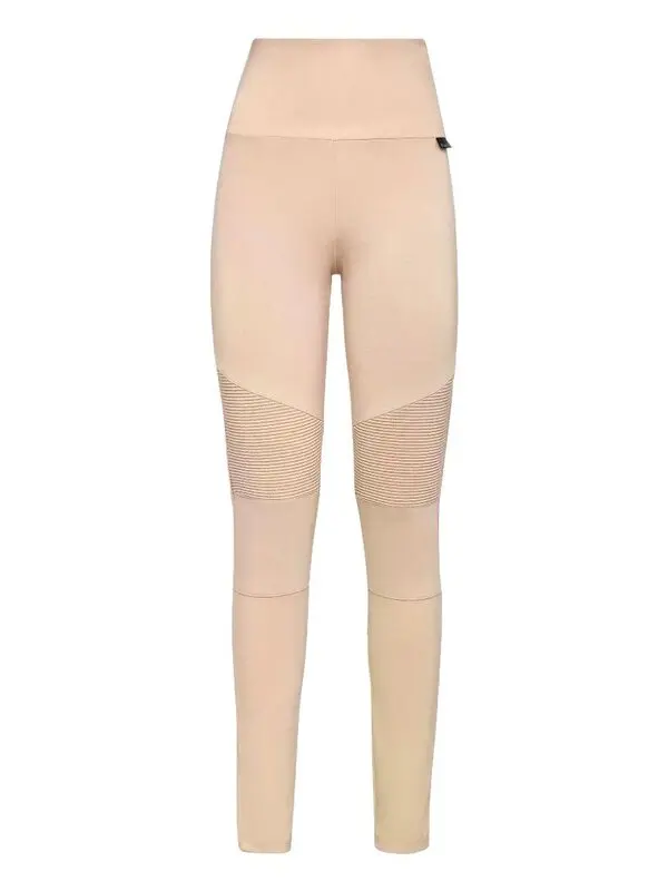Philipp Plein Ribbed-panel Leggings - Neutrals
