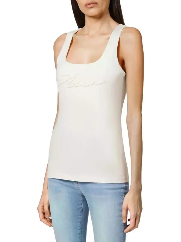 Philipp Plein Logo-embroidered Vest Top - Neutrals