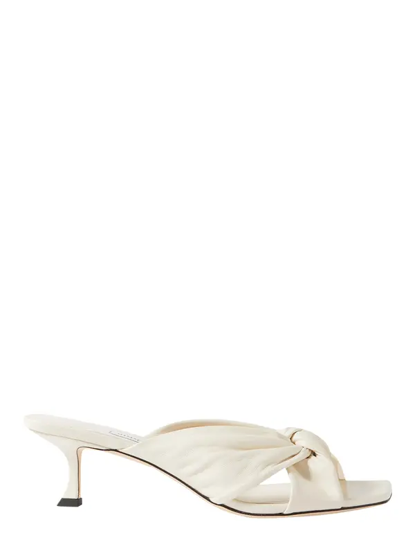 JIMMY CHOO Avenue 50 Knotted Leather Mules - Off-white