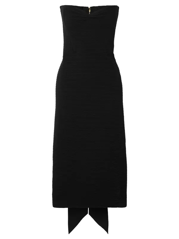 AZ FACTORY Strapless Stretch-cloqué Midi Dress With Bow - Black
