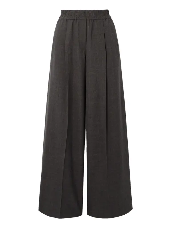 Brunello Cucinelli Pleated Wool Wide-leg Pants - Gray
