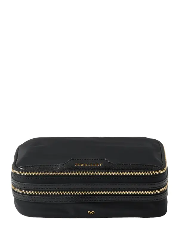 ANYA HINDMARCH Net Sustain Textured Leather-trimmed Econyl Jewelry Case - Black