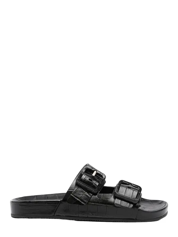 Balenciaga Mallorca Crocodile-effect Sandals - Black