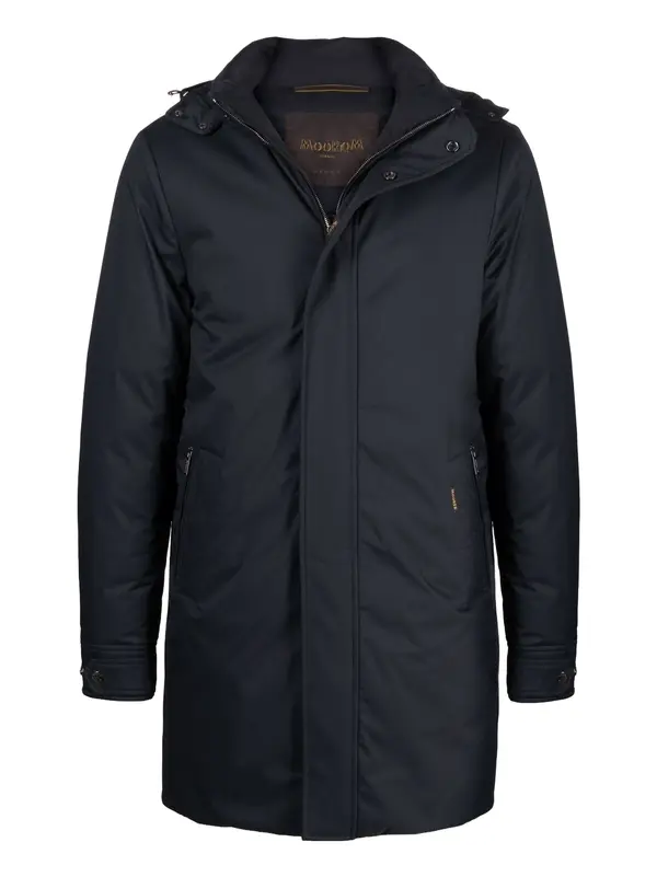 MOORER Zip-up Hooded Down Jacket - Blue