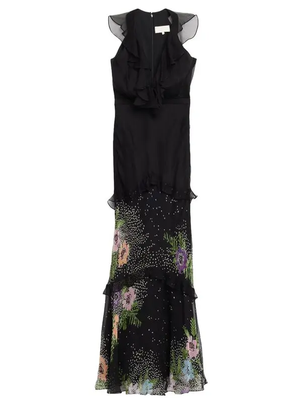 Saloni Rita Printed Silk Maxi Dress - 2519-silva