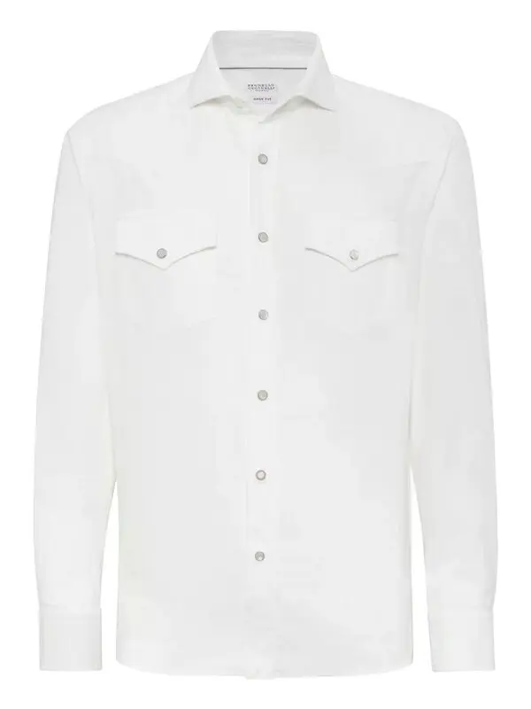 Brunello Cucinelli Corduroy Cotton Shirt - White
