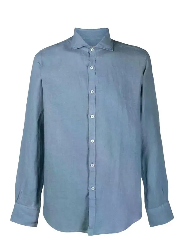 Canali Slim-fit Linen Shirt - Blue