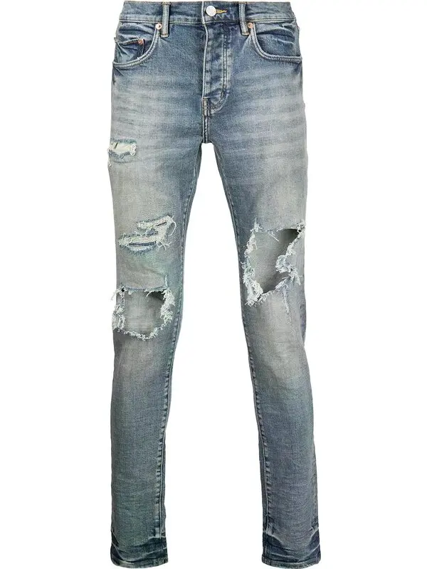 PURPLE BRAND P001 Ripped Slim-fit Jeans - Blue