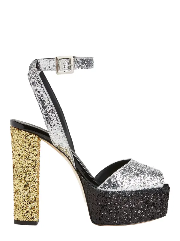 GIUSEPPE ZANOTTI 120mm Betty Glitter Platform Sandals - Silver
