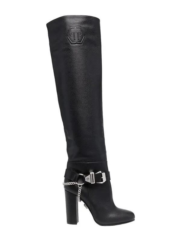 Philipp Plein Buckle-detail Knee-high Boots - Black