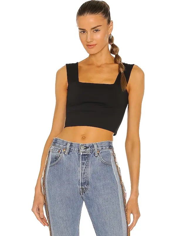 Susana Monaco Wide Strap Crop Top - Black