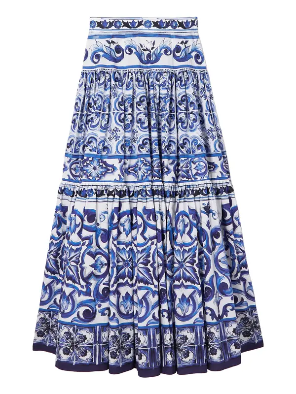 Dolce & Gabbana Maiolica Printed Maxi Skirt - Blue