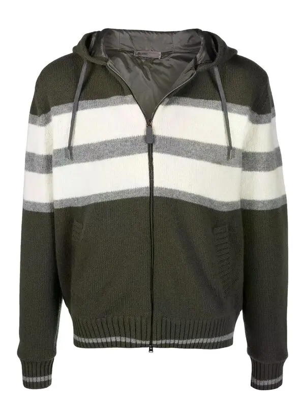 Herno Zipped Hooded Cardigan - Green