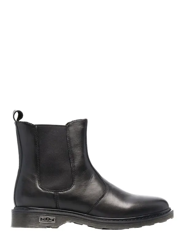 CULT Logo-plaque Leather Ankle Boots - Black