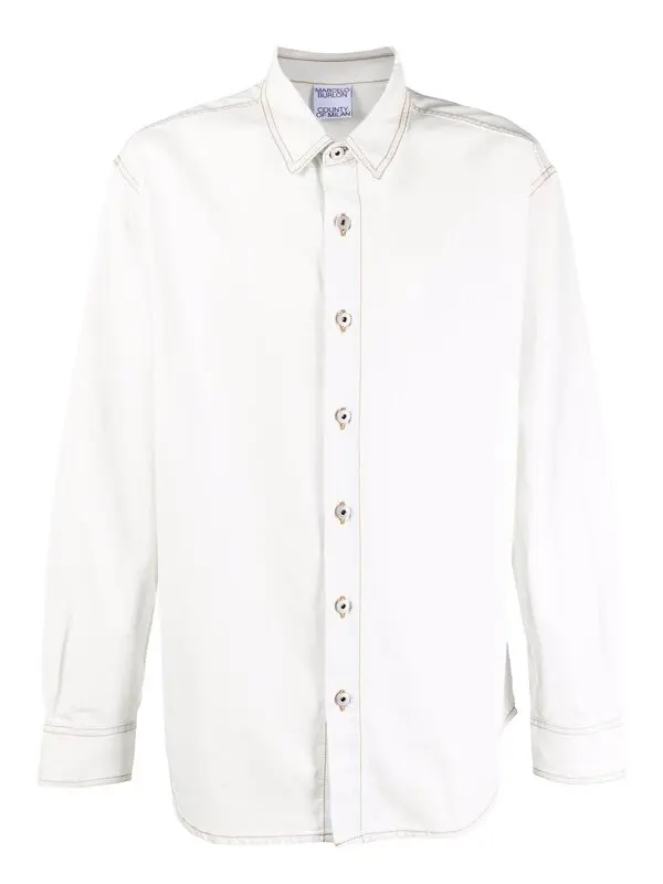 COUNTY OF MILAN Cross Wolf Long-sleeve Shirt - White