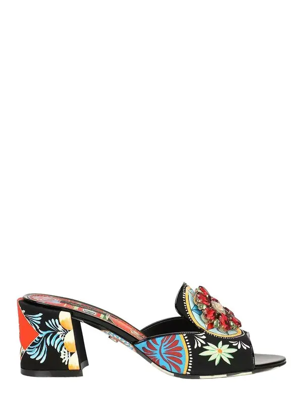 Dolce & Gabbana Carretto-print Mules - Black