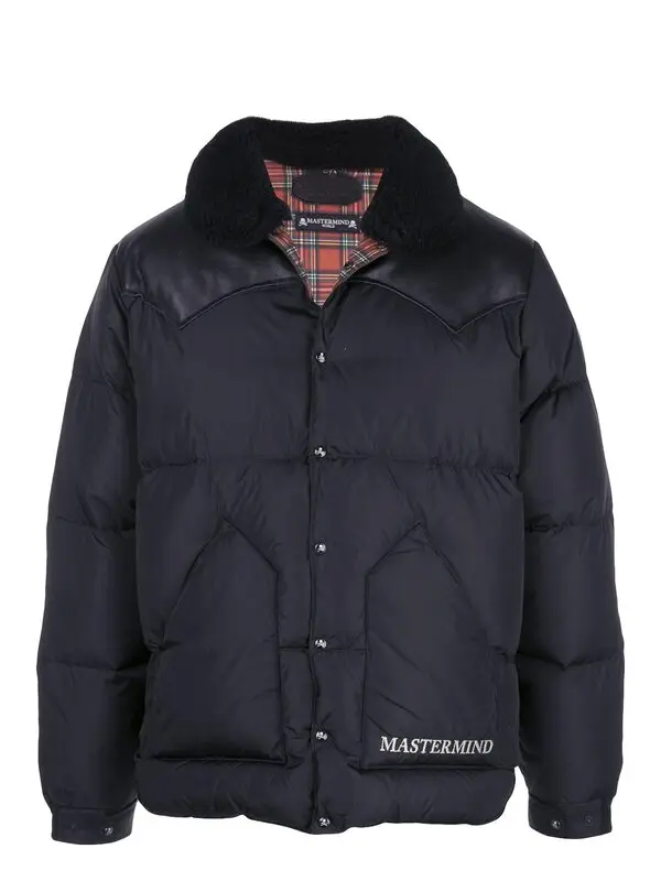 MASTERMIND WORLD Leather-panelled Puffer Coat - Black