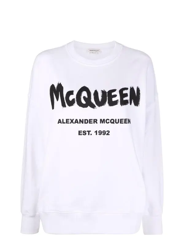 Alexander McQueen Logo-print Crew Neck Sweatshirt - White