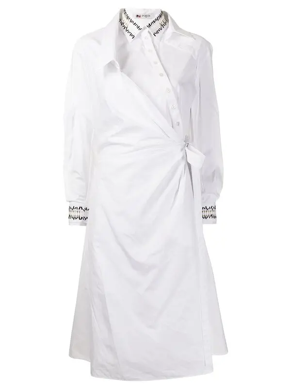 Ports 1961 Cotton Asymmetric Wrap Dress - White