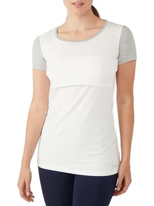 MODERN ETERNITY Maternity/nursing Tee - Eggshell/greymix Melange