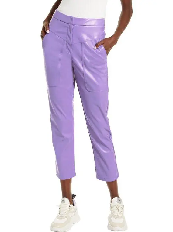 AMY LYNN Tapered Faux Leather Trousers - Purple
