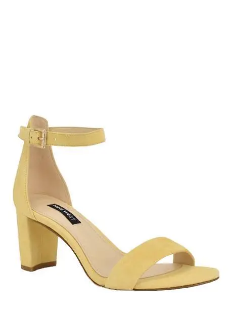 Nine West Pruce Ankle Strap Sandal - Light Yellow Suede