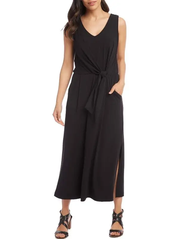 Karen Kane Sleeveless Tie Front Midi Dress - Black