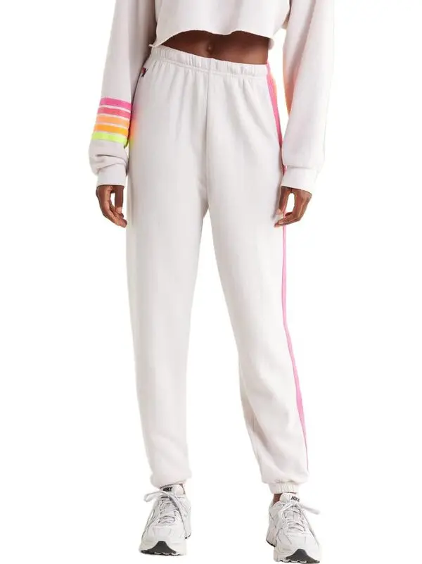 Aviator Nation Stripe Track Pants - Dove/neon