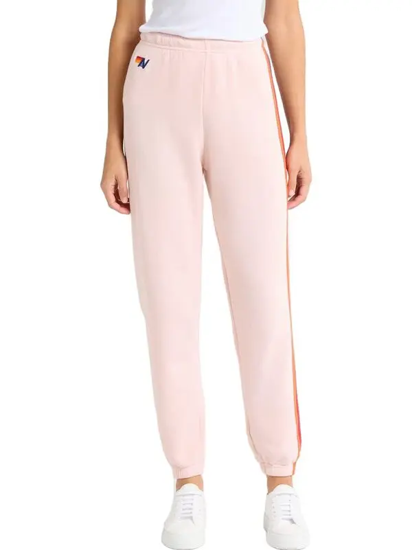 Aviator Nation Stripe Track Pants - Light Pink/ Purple Orange